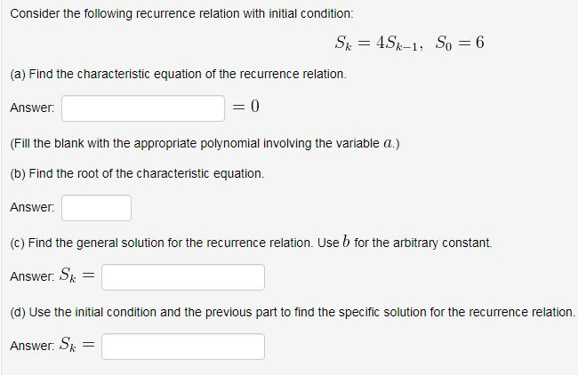 Solved Consider the following recurrence relation with | Chegg.com