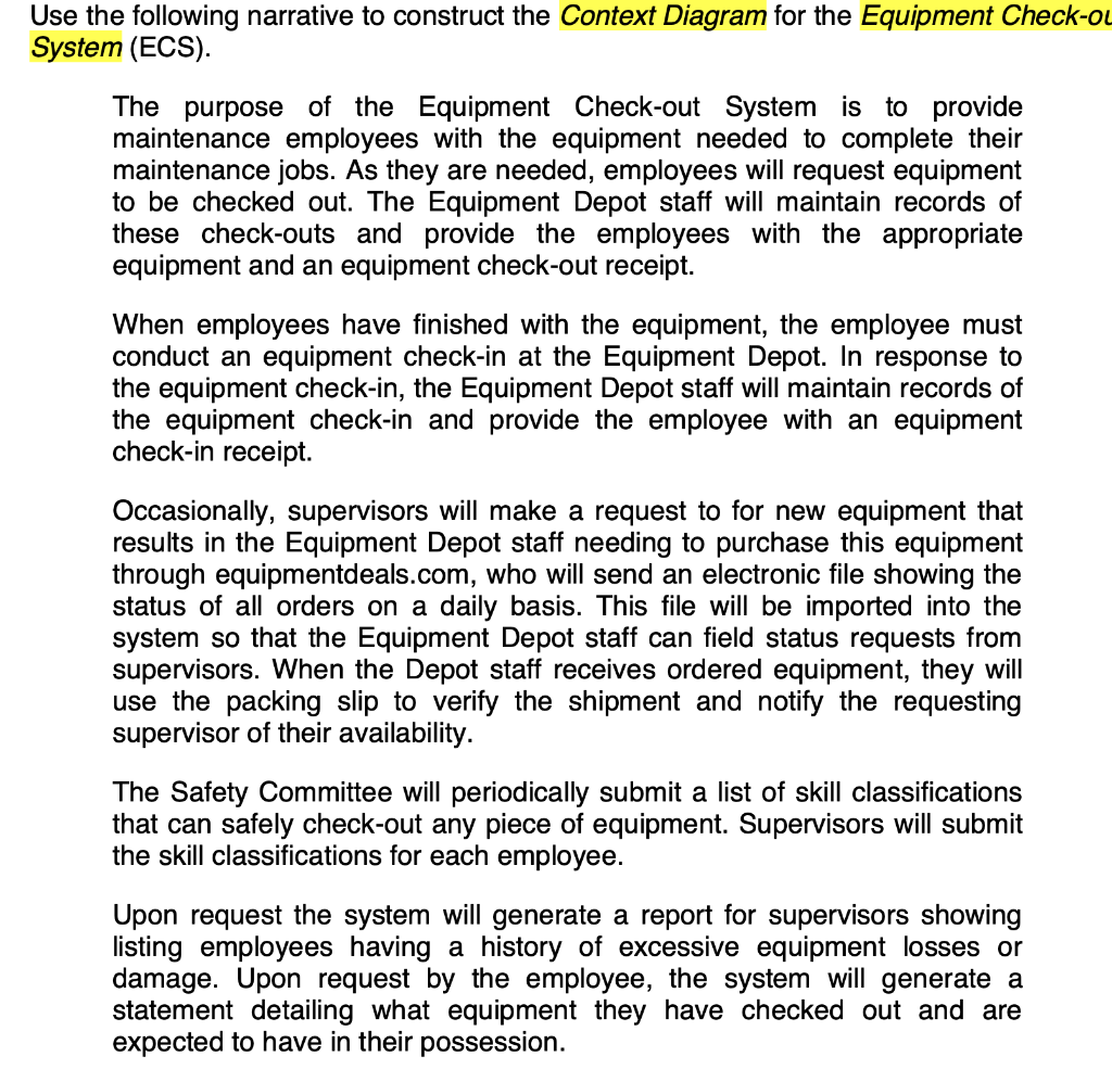 Solved Activities: 1. Draw a Context Diagram using the | Chegg.com