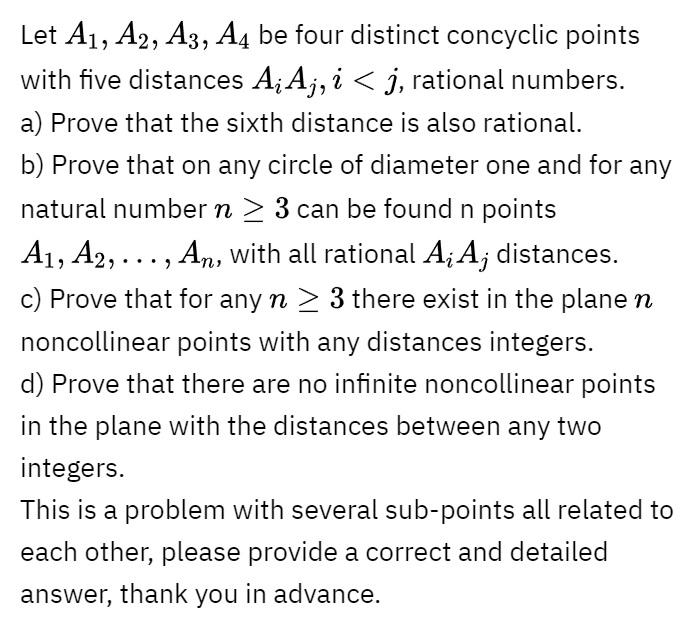 Solved Let $A_1, A_2, A_3, A_4$ be four distinct concyclic | Chegg.com