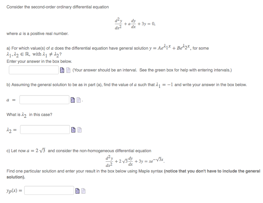 Solved Consider the second-order ordinary differential | Chegg.com