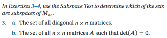 Solved In Exercises 3-4, use the Subspace Test to determine | Chegg.com