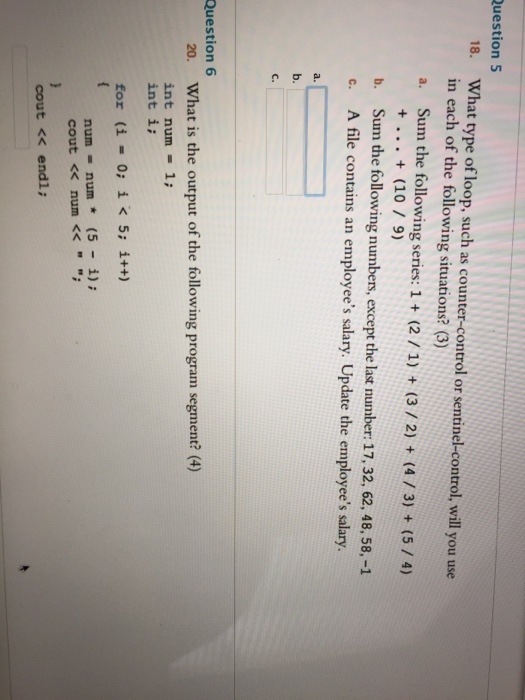 Solved What type of loop, such as counter-control or | Chegg.com