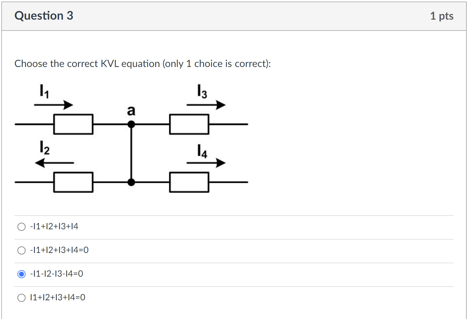 Solved Question 3 1 pts Choose the correct KVL equation | Chegg.com