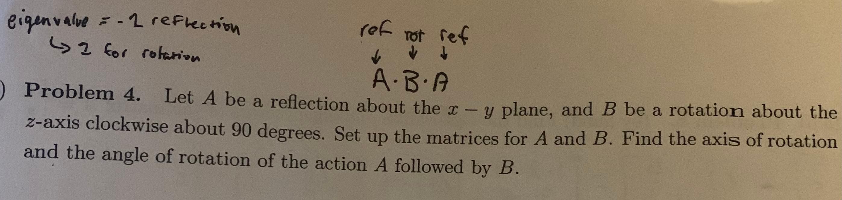 Solved eigenvalue =−2 reflection →2 for rotation ref ref | Chegg.com