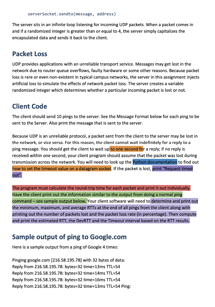 Udp Pinger In This Assignment You Will Learn The 