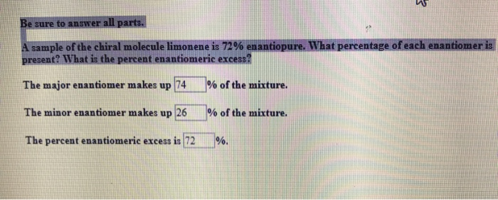 Solved Be sure to answer all parts. A sample of the chiral | Chegg.com
