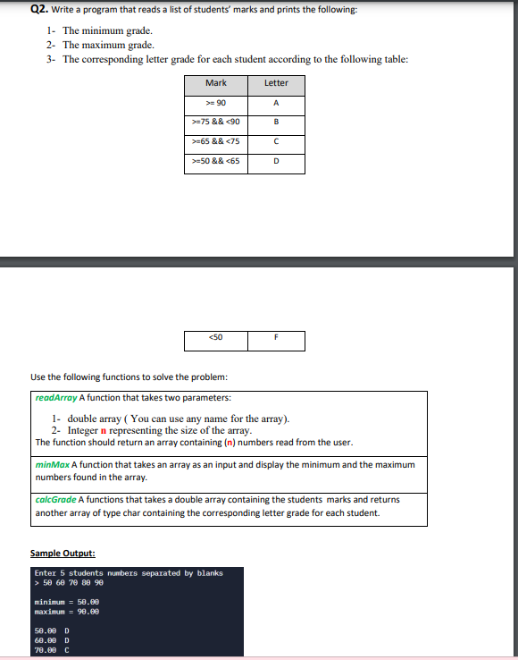 Solved Q1 Write A Program That Reads 8 Real Numbers From