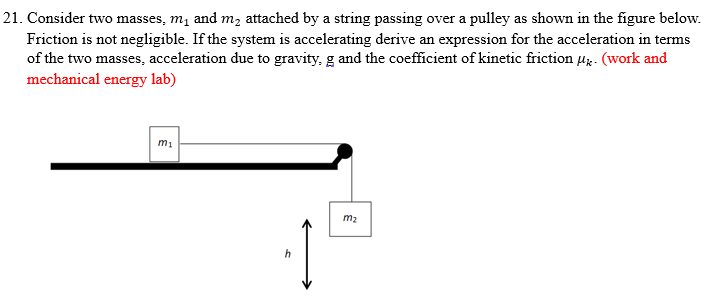 Solved Consider two masses, m1 ﻿and m2 ﻿attached by a string | Chegg.com
