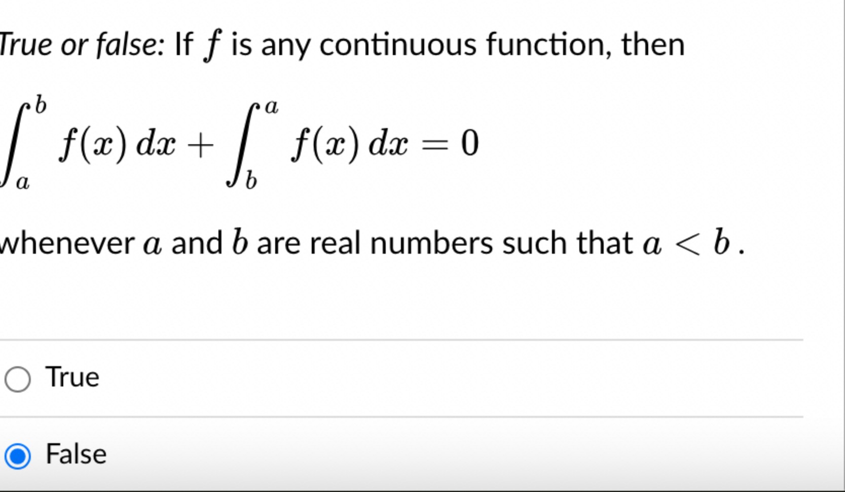 Solved True or false: If f ﻿is any continuous function, | Chegg.com