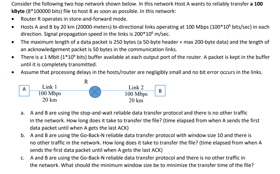 Solved Consider the following two hop network shown below. | Chegg.com