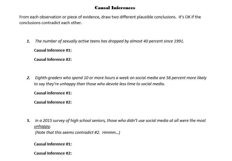Solved Causal Inferences From each observation or piece of | Chegg.com