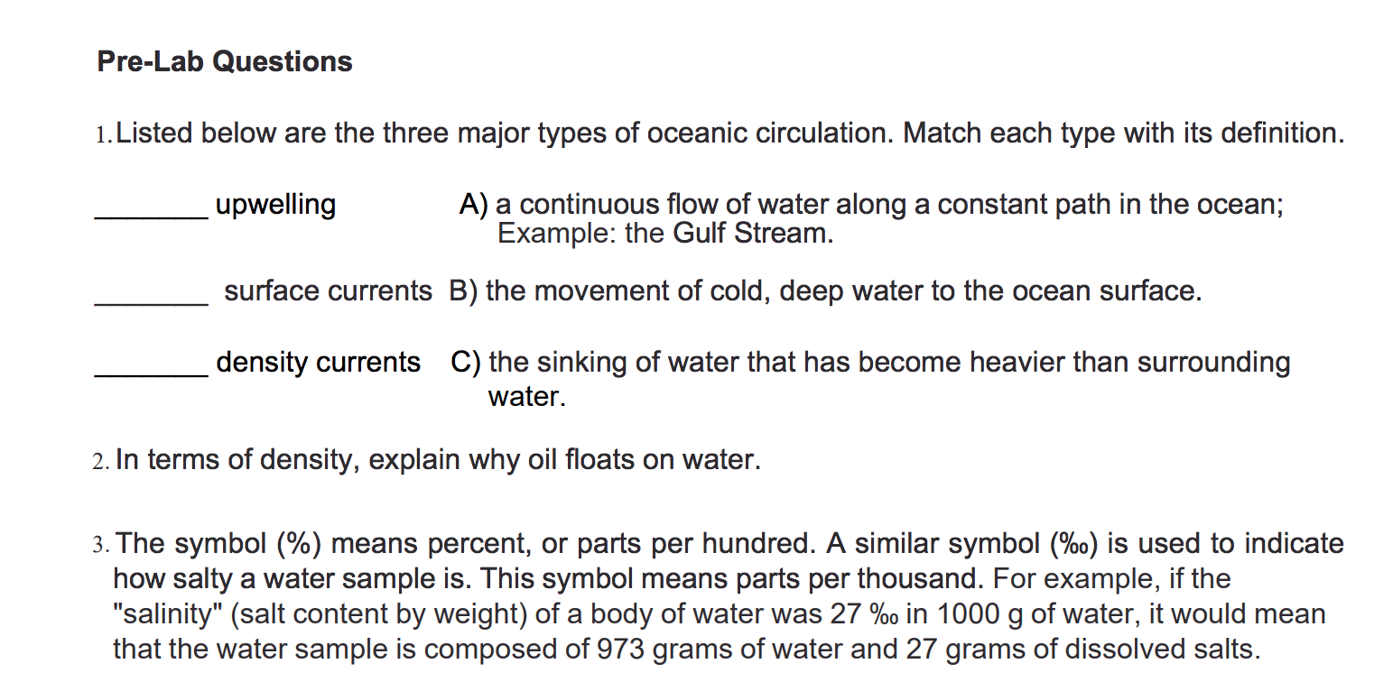 Solved Pre-Lab Questions 1. Listed below are the three major | Chegg.com