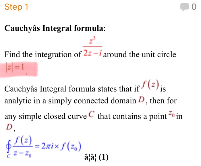 Solved Using Cauchy’s Integral Formula. | Chegg.com