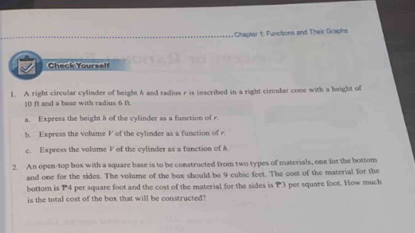 Solved Check Yourself . Chapter 1: Functions and Their | Chegg.com