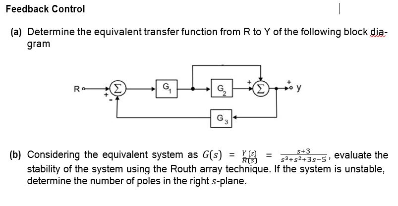 Solved (a) Determine the equivalent transfer function from R | Chegg.com
