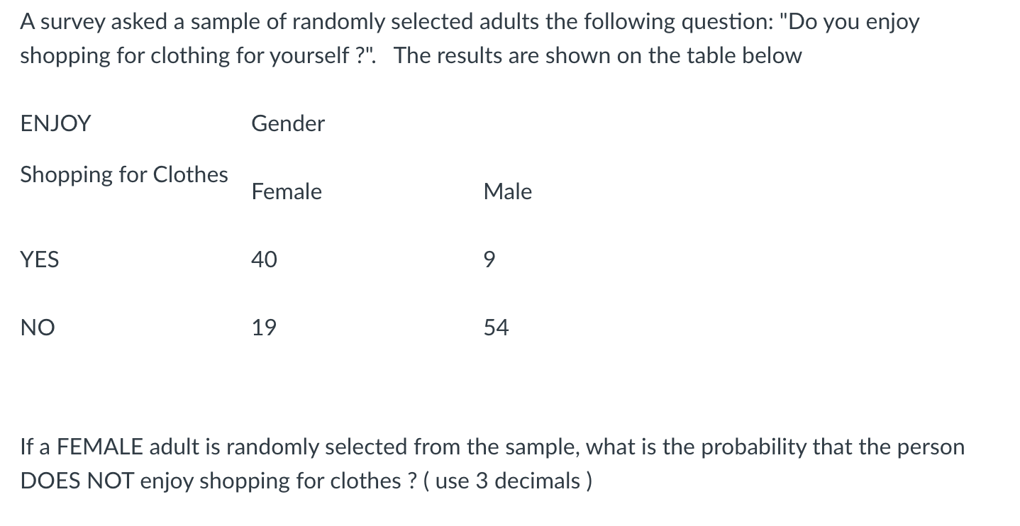 Solved A survey asked a sample of randomly selected adults | Chegg.com