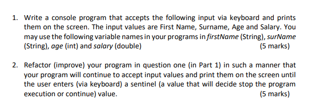 Solved 1. Write a console program that accepts the following | Chegg.com