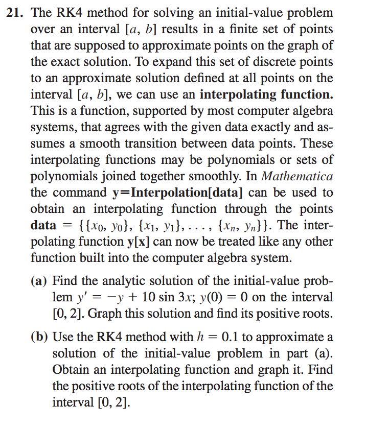 Solved 21. The RK4 method for solving an initial-value | Chegg.com