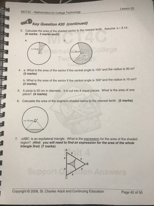 Solved Lesson 20 MCT4C-Mathematics for College Technology | Chegg.com