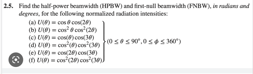 Solved 5. Find the half-power beamwidth (HPBW) and | Chegg.com
