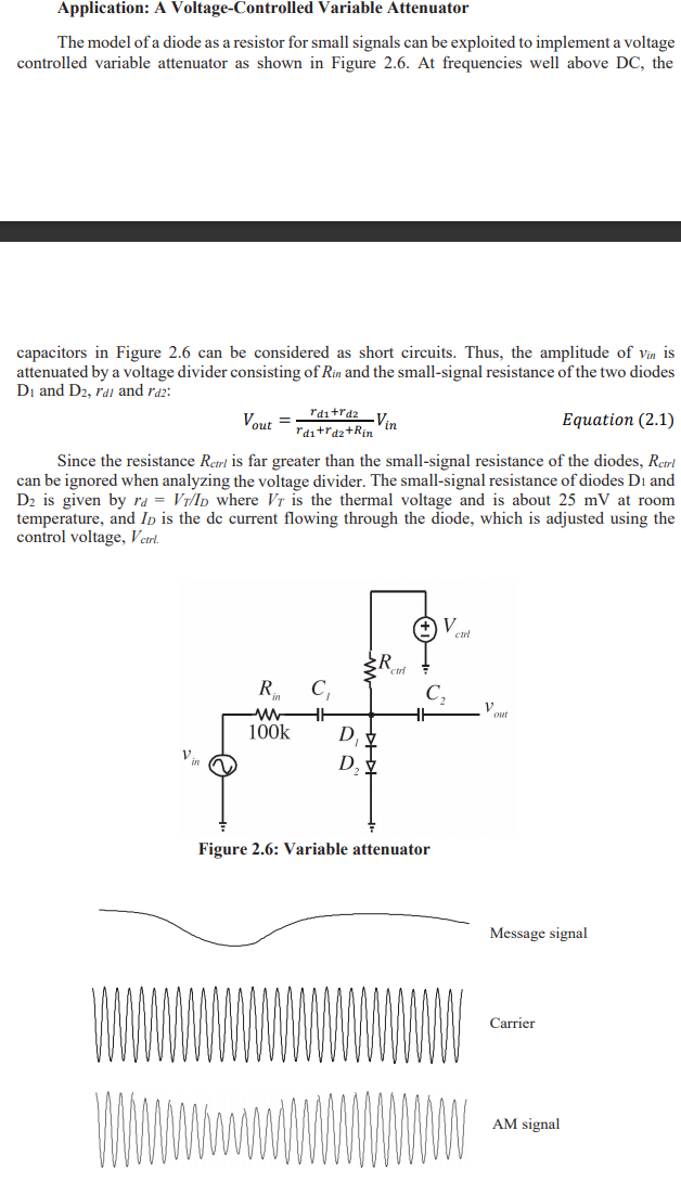 Application: A Voltage-Controlled Variable Attenuator | Chegg.com