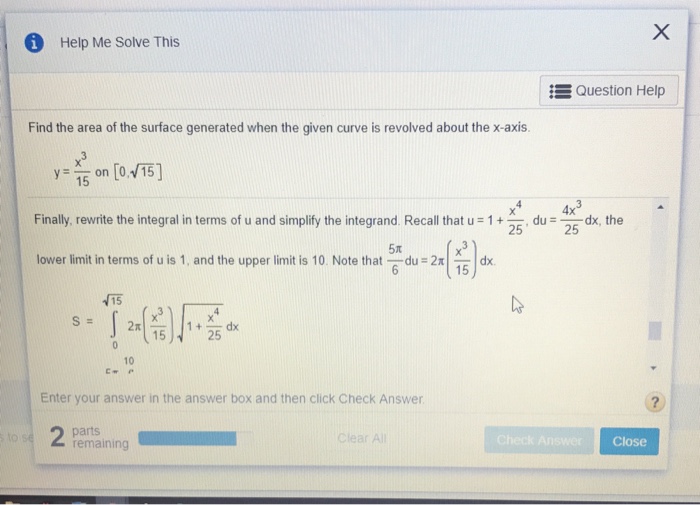 Solved Find the area of the surface generated when the given | Chegg.com