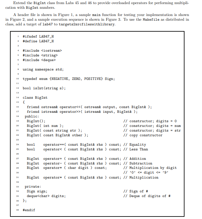 Solved Extend the BigInt class from Labs 45 and 46 to | Chegg.com