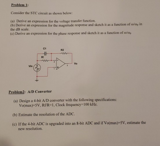 Solved Problem 1: Consider the STC circuit as shown below: | Chegg.com
