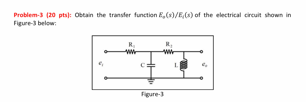 Solved Problem-3 (20 pts): Obtain the transfer function Eo | Chegg.com