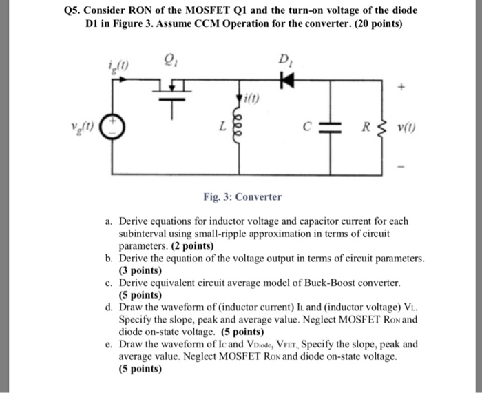 Solved Q5. Consider RON of the MOSFET Q1 and the turn-on | Chegg.com