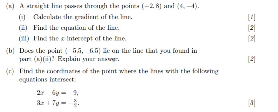 Solved (a) A straight line passes through the points (-2,8) | Chegg.com
