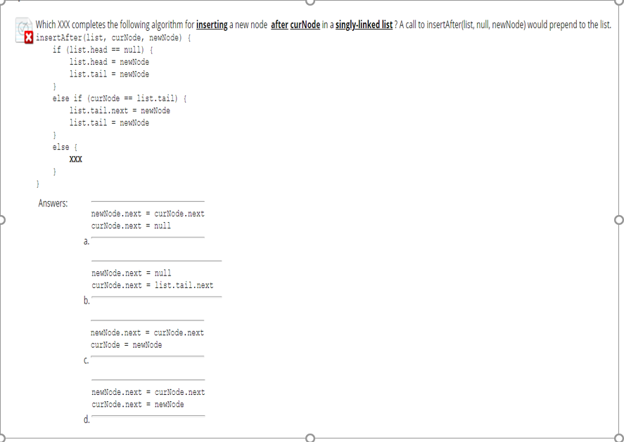 Solved Which XXX completes the following algorithm for | Chegg.com