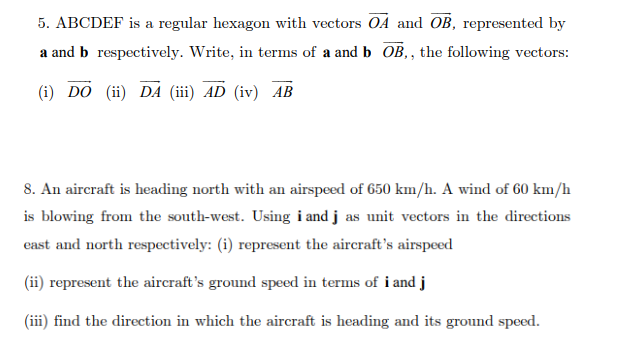 Solved ABCDEF is a regular hexagon with vectors vec(OA) ﻿and | Chegg.com