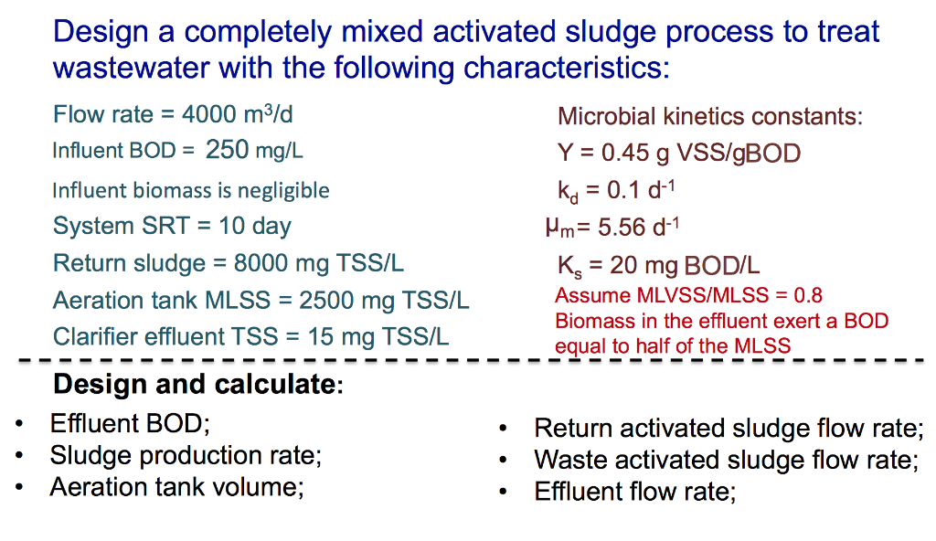 Solved Design a completely mixed activated sludge process to | Chegg.com