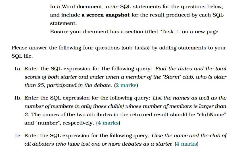 Solved In a Word document, write SQL statements for the | Chegg.com