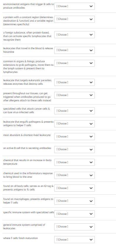 Solved MATCH! answers: natural killer cell, pyrogen, Innate, | Chegg.com