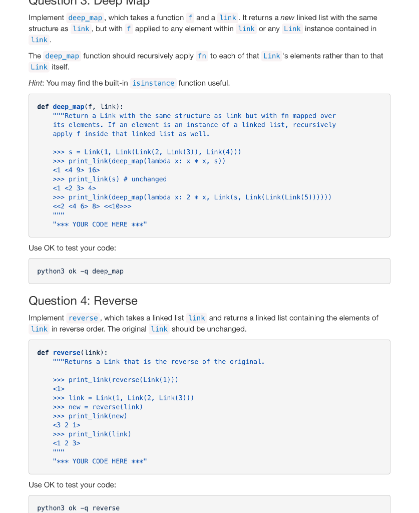 Solved ep Map Lion S. Implement deep_map,which takes a | Chegg.com Solved ep Map Lion S. Implement deep_map,which takes a | Chegg.com