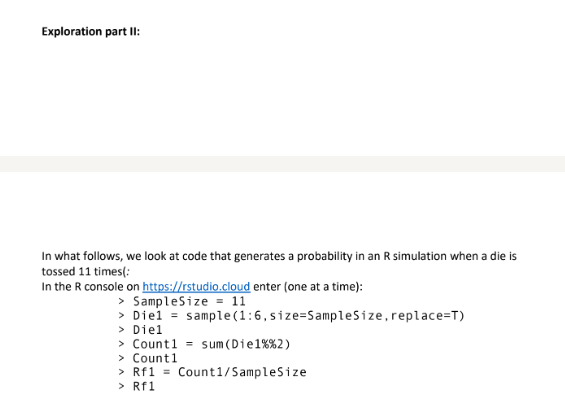 Solved Exploration part II: In what follows, we look at code | Chegg.com
