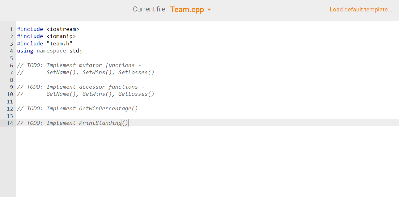 Solved Given main(), define the Team class (in files Team.h | Chegg.com