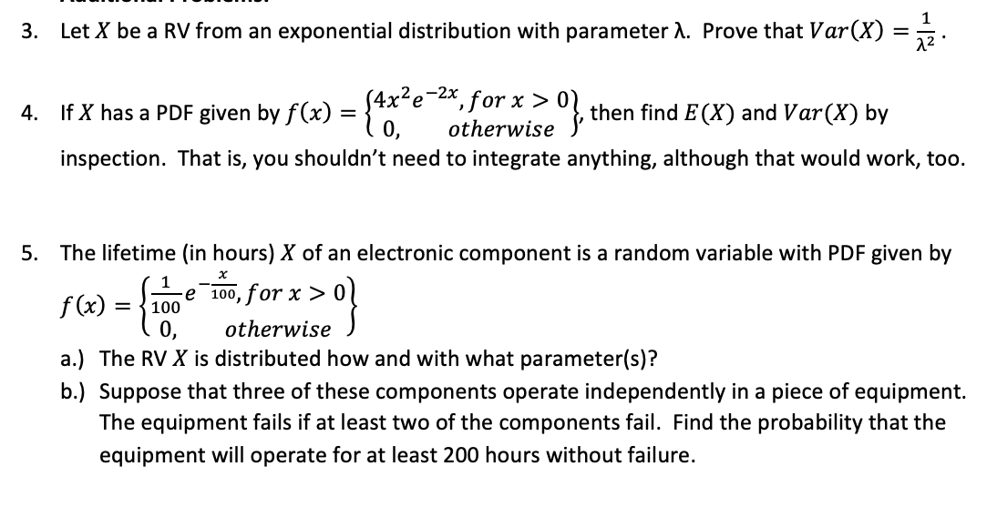 Solved 3. Let X be a RV from an exponential distribution | Chegg.com