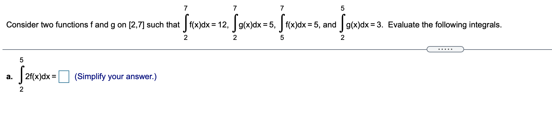Solved 7 7 7 5 Consider two functions f and g on [2,7] such | Chegg.com