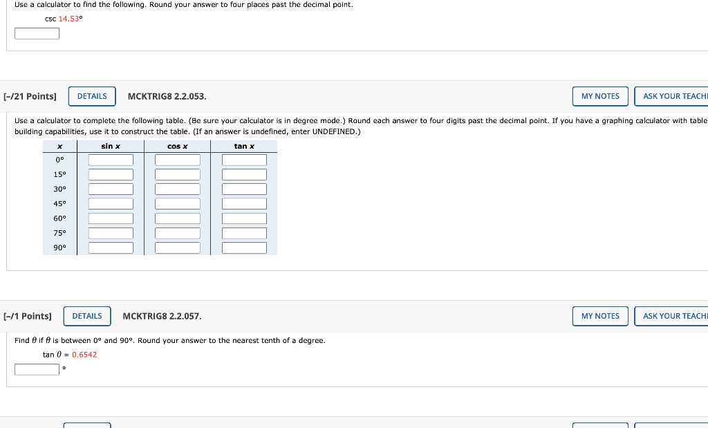 Solved Use a calculator to find the following. Round your | Chegg.com
