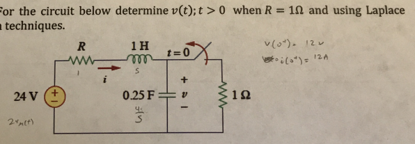 Solved or the circuit below determine v(t);t>0 when R=1Ω and | Chegg.com