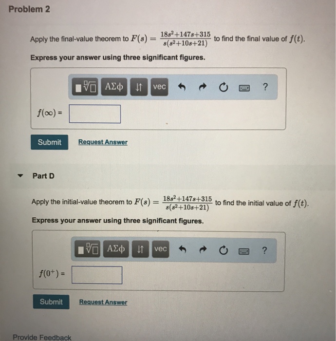 Solved Problem 2 Part A Apply the final-value theorem to | Chegg.com