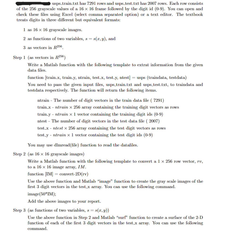 Solved Note: I cannot add the usps_train.txt and | Chegg.com