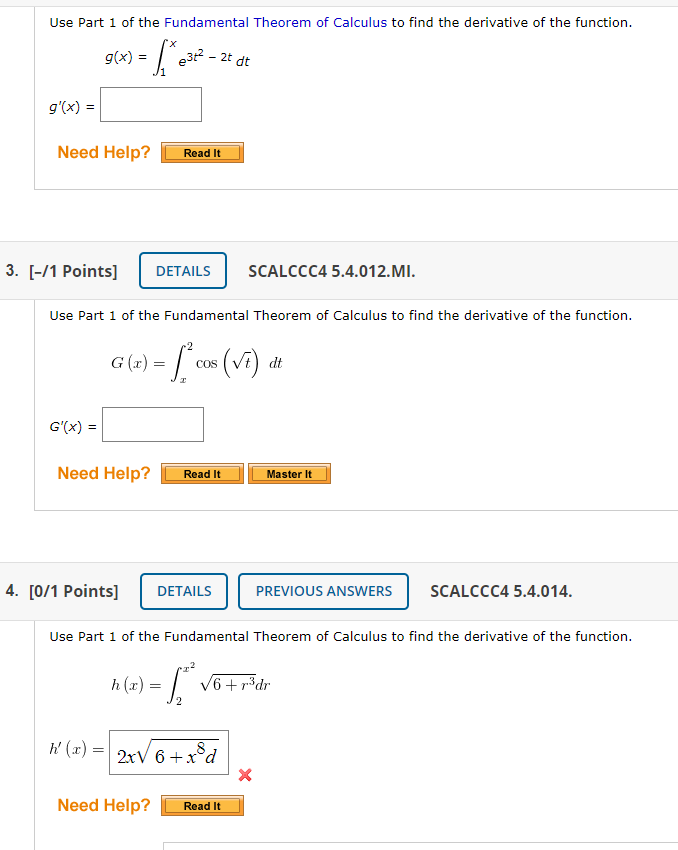 Solved Use Part 1 of the Fundamental Theorem of Calculus to | Chegg.com