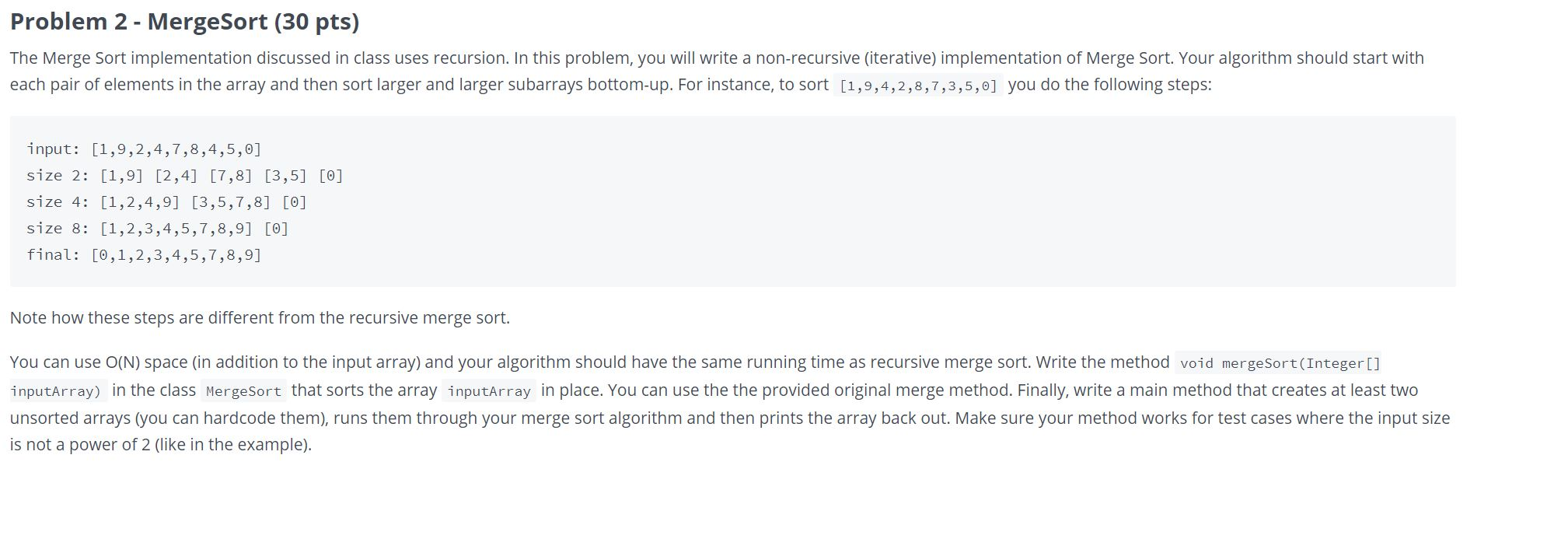 import java.util.Arrays; public class MergeSort { | Chegg.com