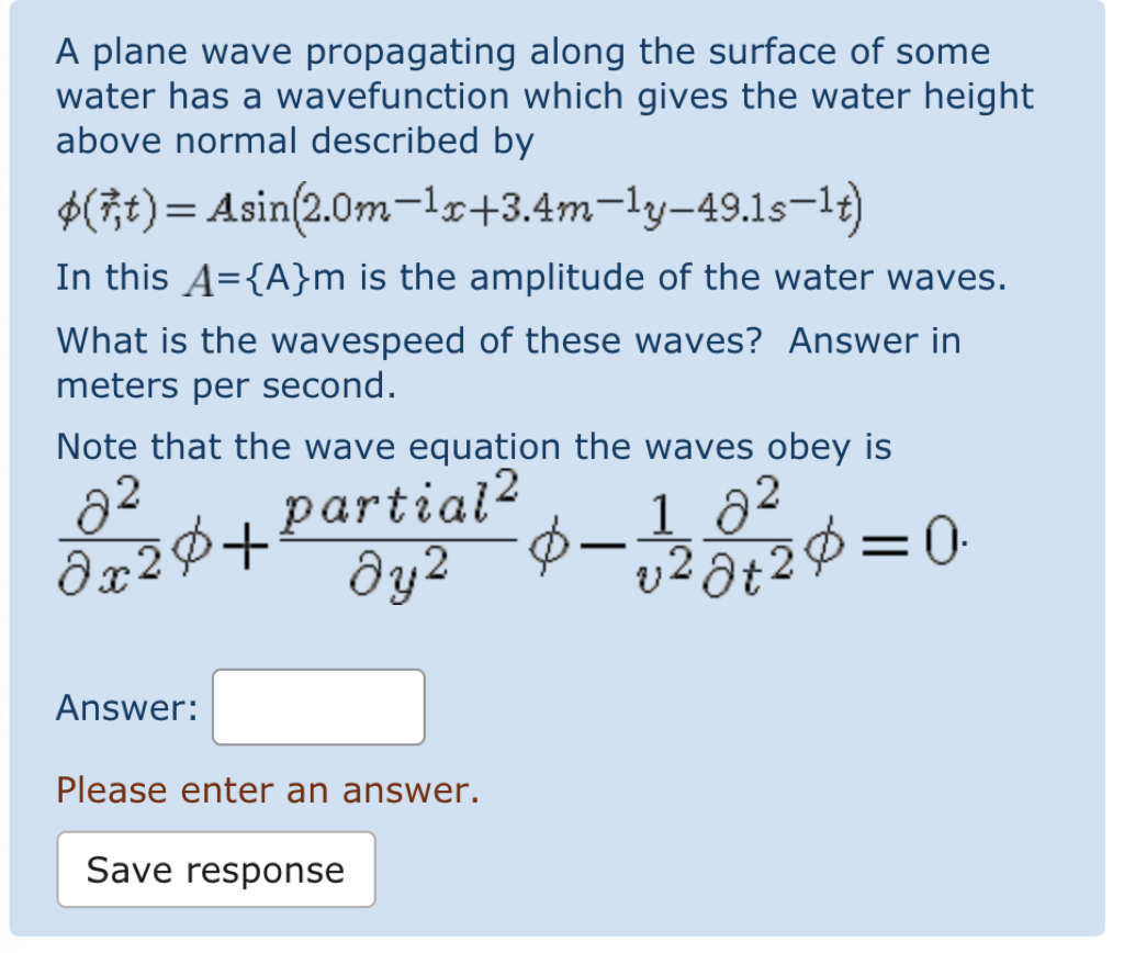 Solved A plane wave propagating along the surface of some | Chegg.com