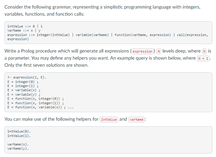 Solved Consider the following grammar, representing a | Chegg.com