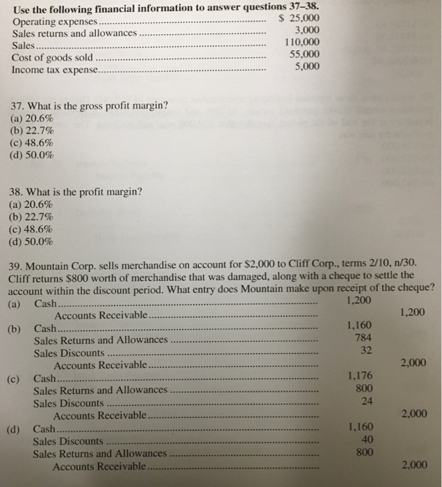 Solved Operating expenses Sales returns and allowances Use | Chegg.com